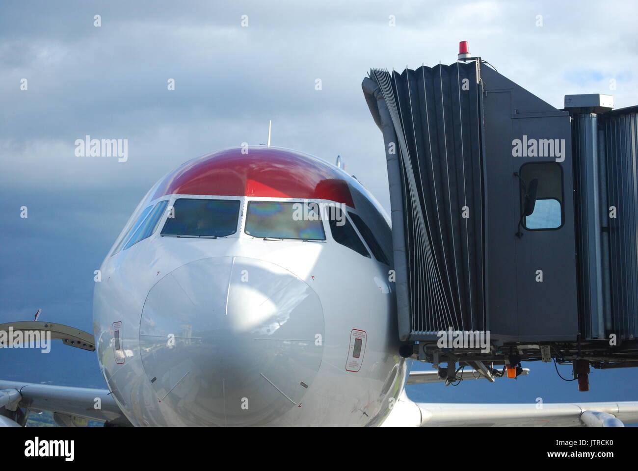 Ground crew working and docking airplane sequence Stock Photo - Alamy