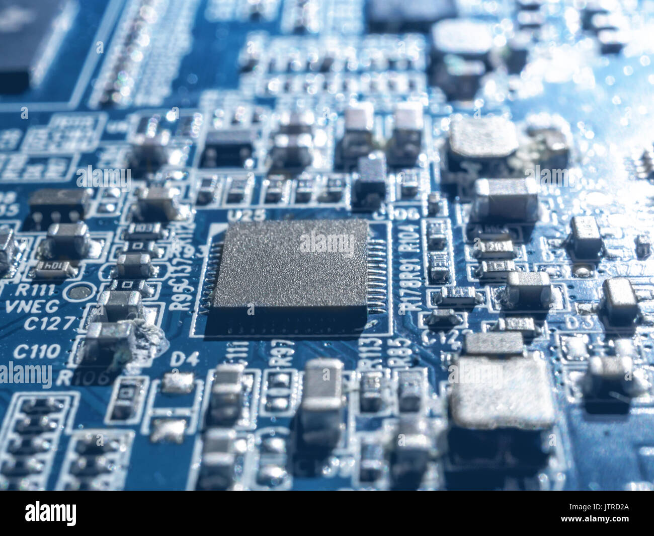 Electronic circuit chip board mother board computer CPU close up Stock ...