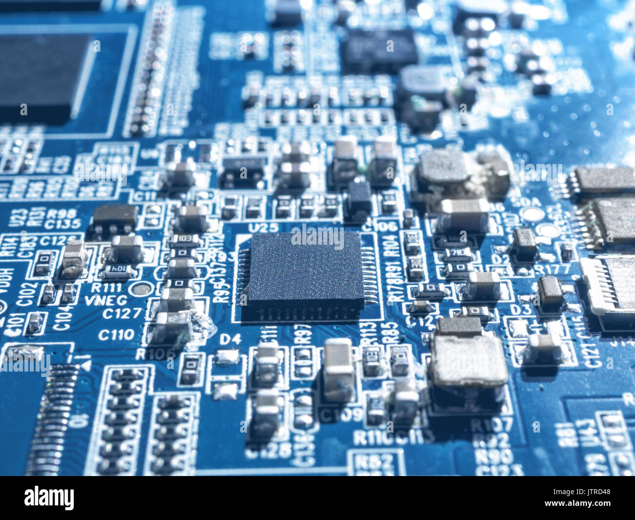 Electronic circuit chip board mother board computer CPU close up Stock ...