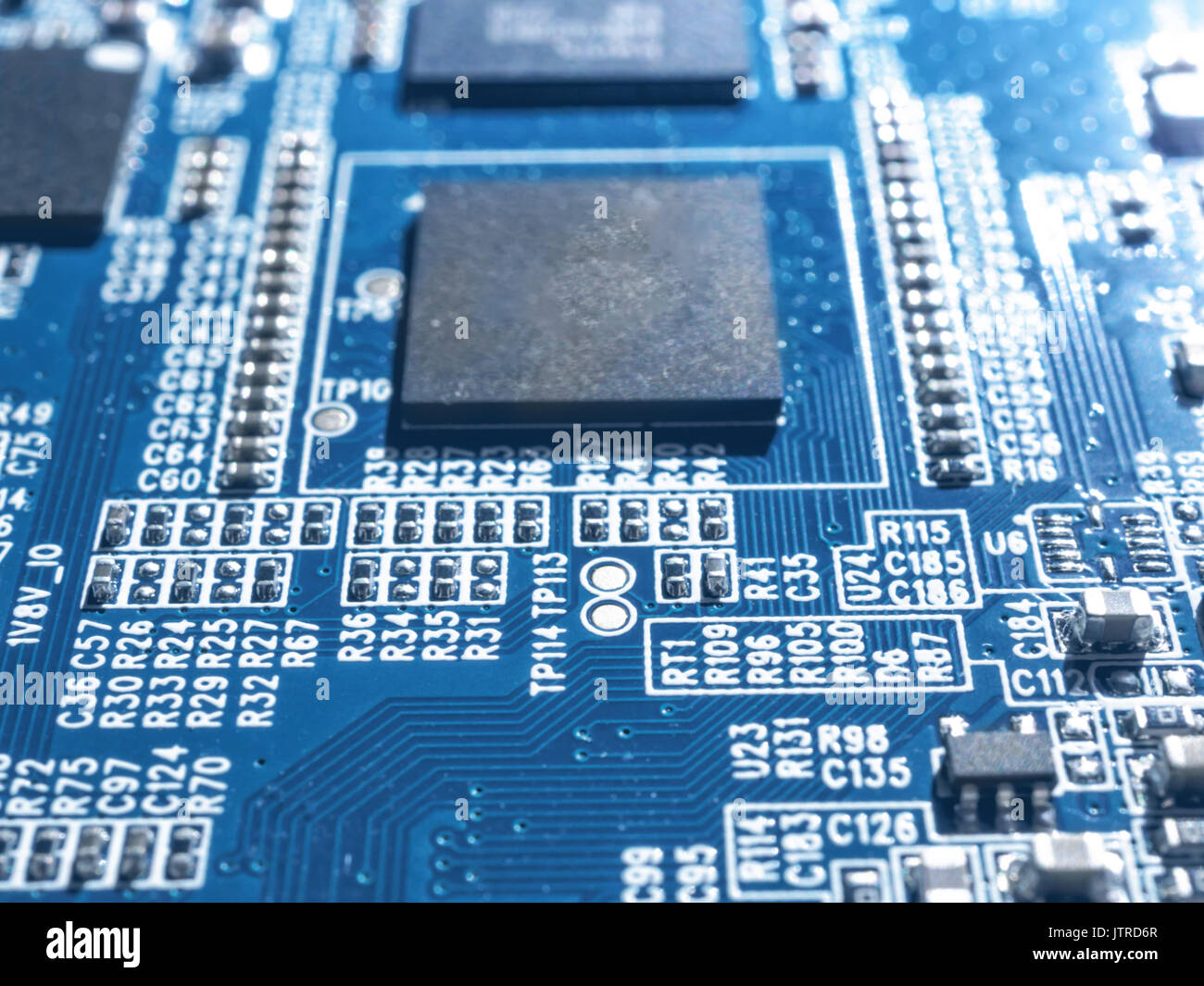 Electronic circuit chip board mother board computer CPU close up Stock ...