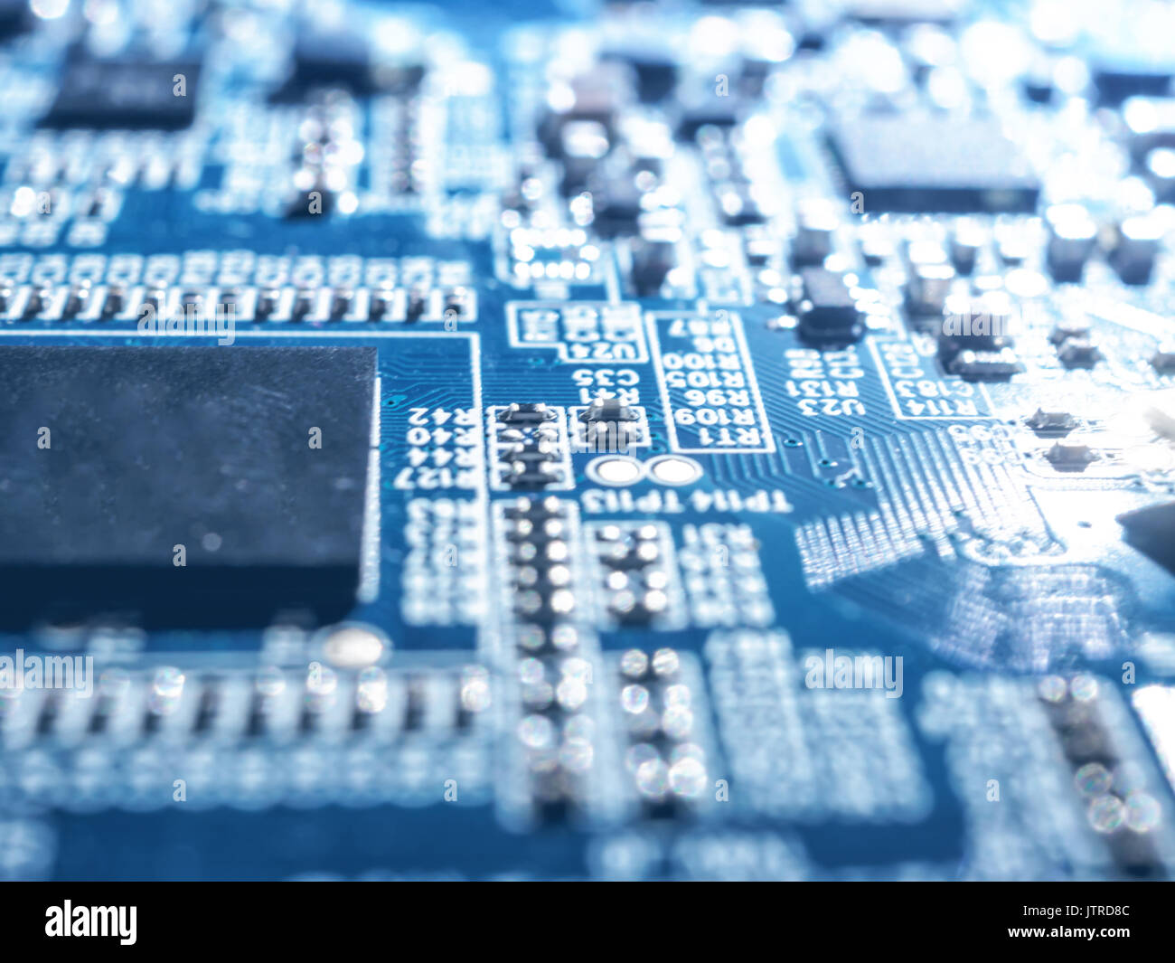 Electronic circuit chip board mother board computer CPU close up Stock ...