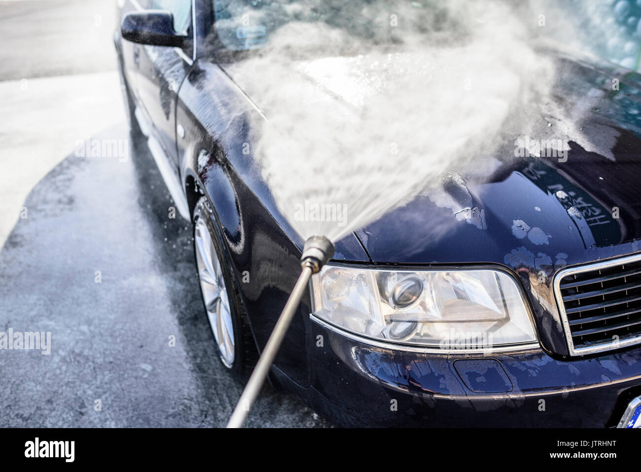 High-pressure washing car outdoors Stock Photo - Alamy