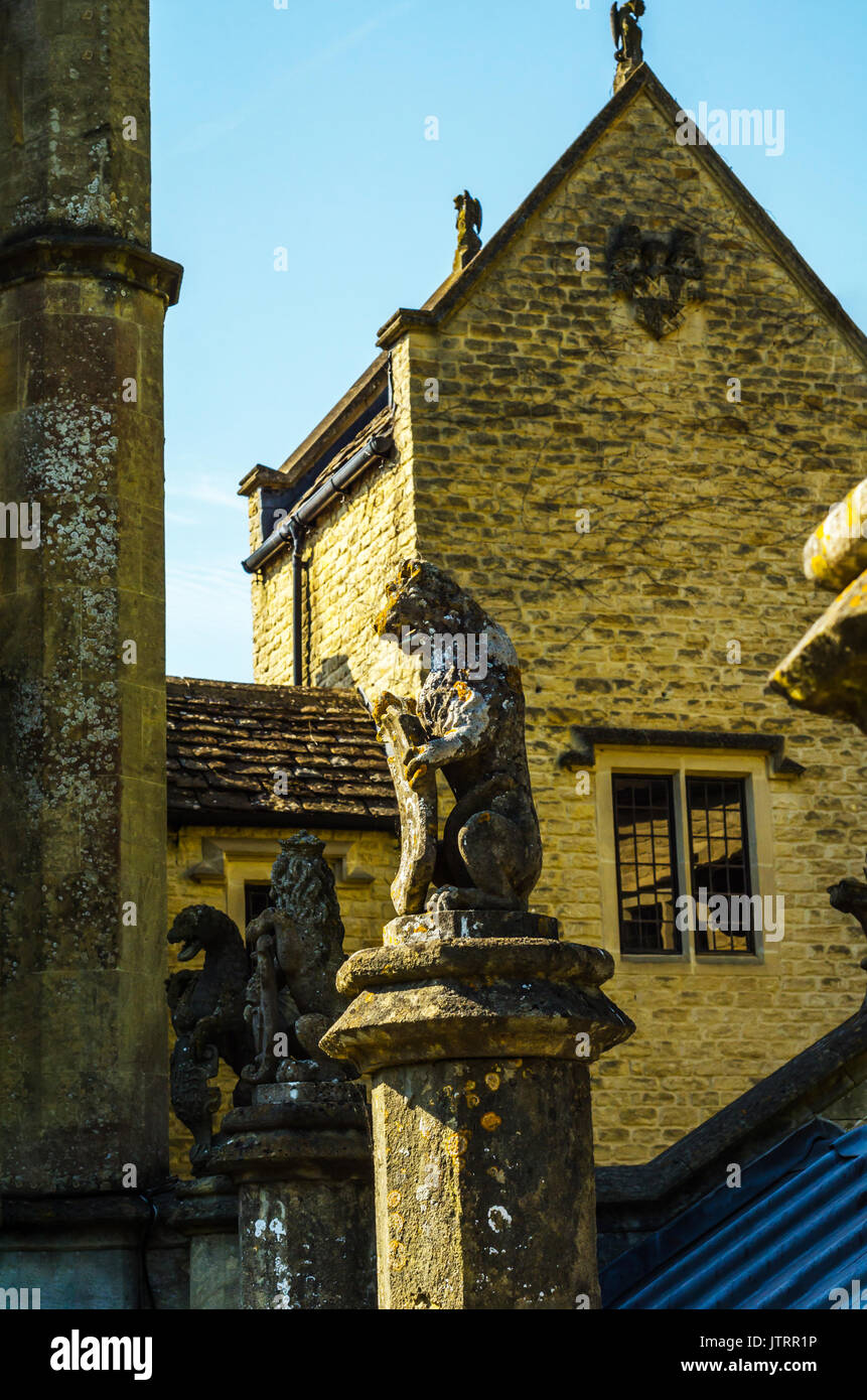 Old sculpture on the pedestal, beautifully preserved old artistic ...