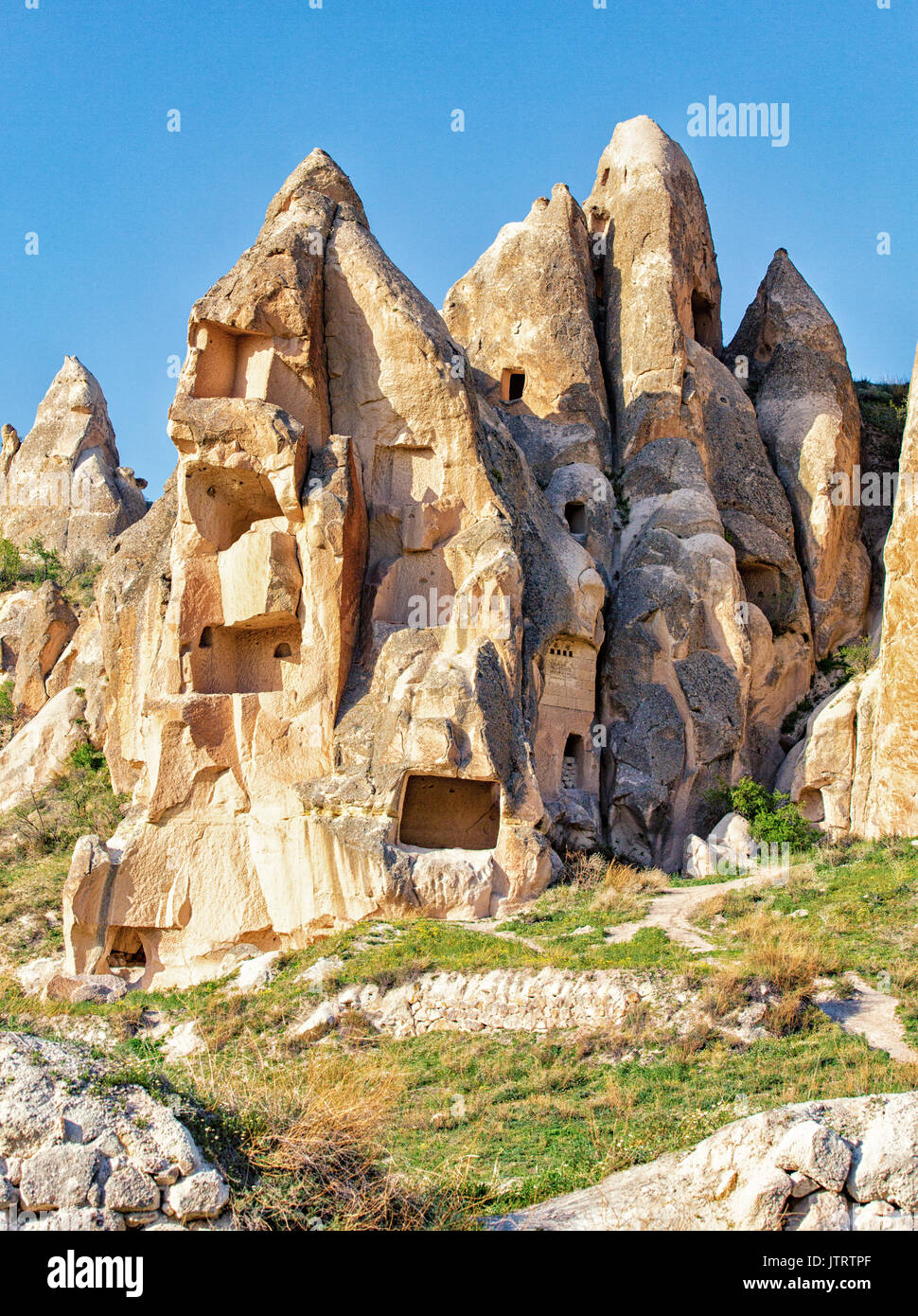 The ancient Uchisar Castle in Cappadocia, in central Turkey Stock Photo ...