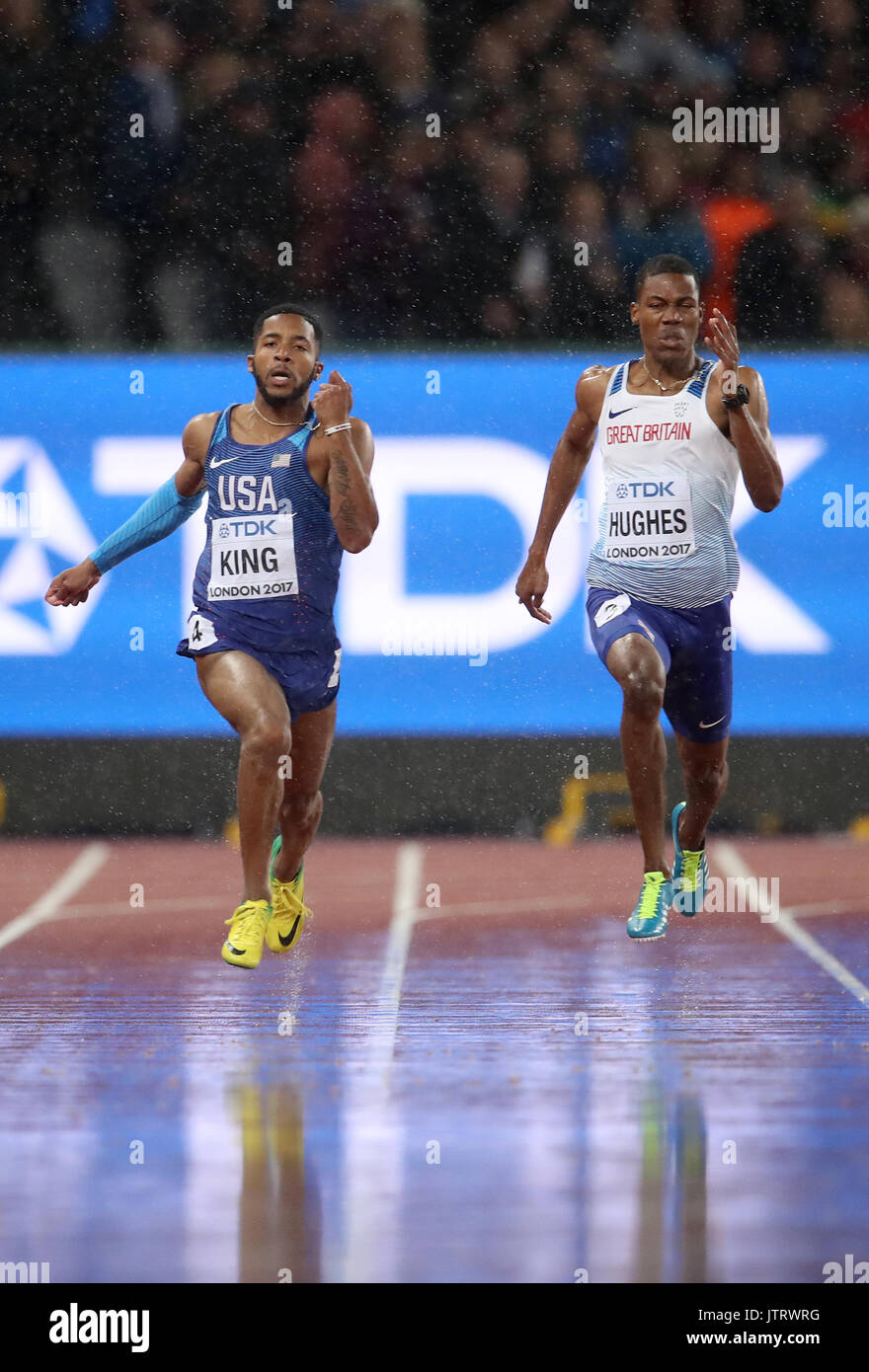 USA's Kyree King and Great Britain's Zharnel Hughes and Switzerland's ...