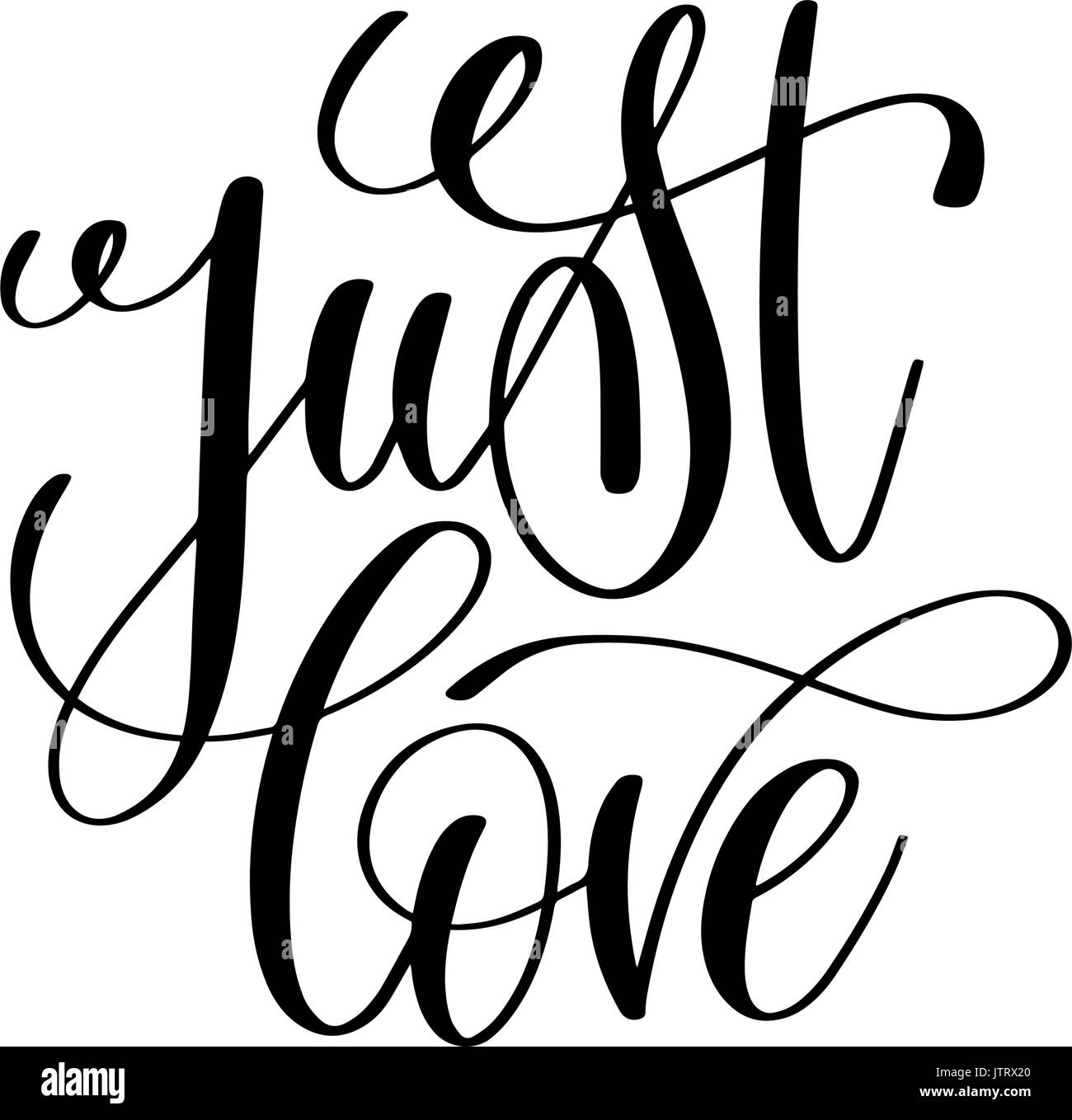 just love black and white hand lettering script Stock Vector Image ...