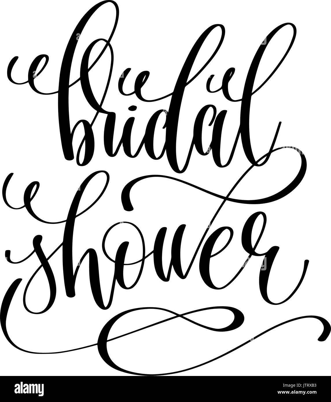 bridal shower black and white hand lettering script Stock Vector Image ...