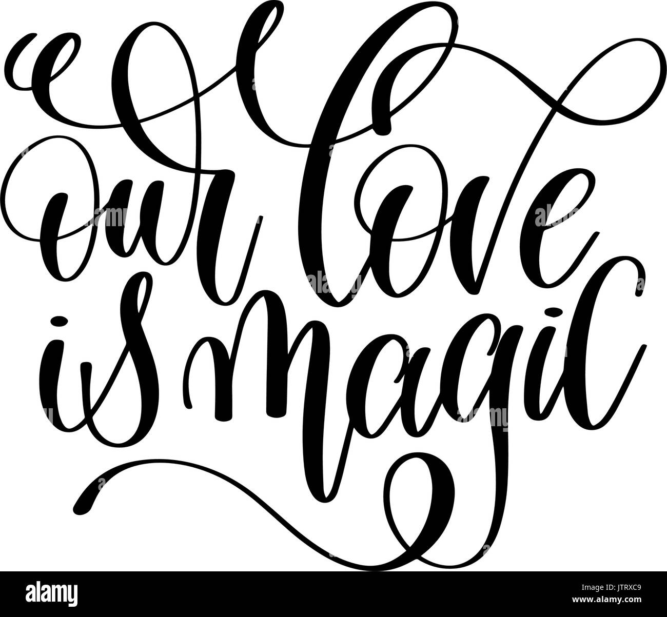 our love is magic black and white hand lettering script Stock Vector ...