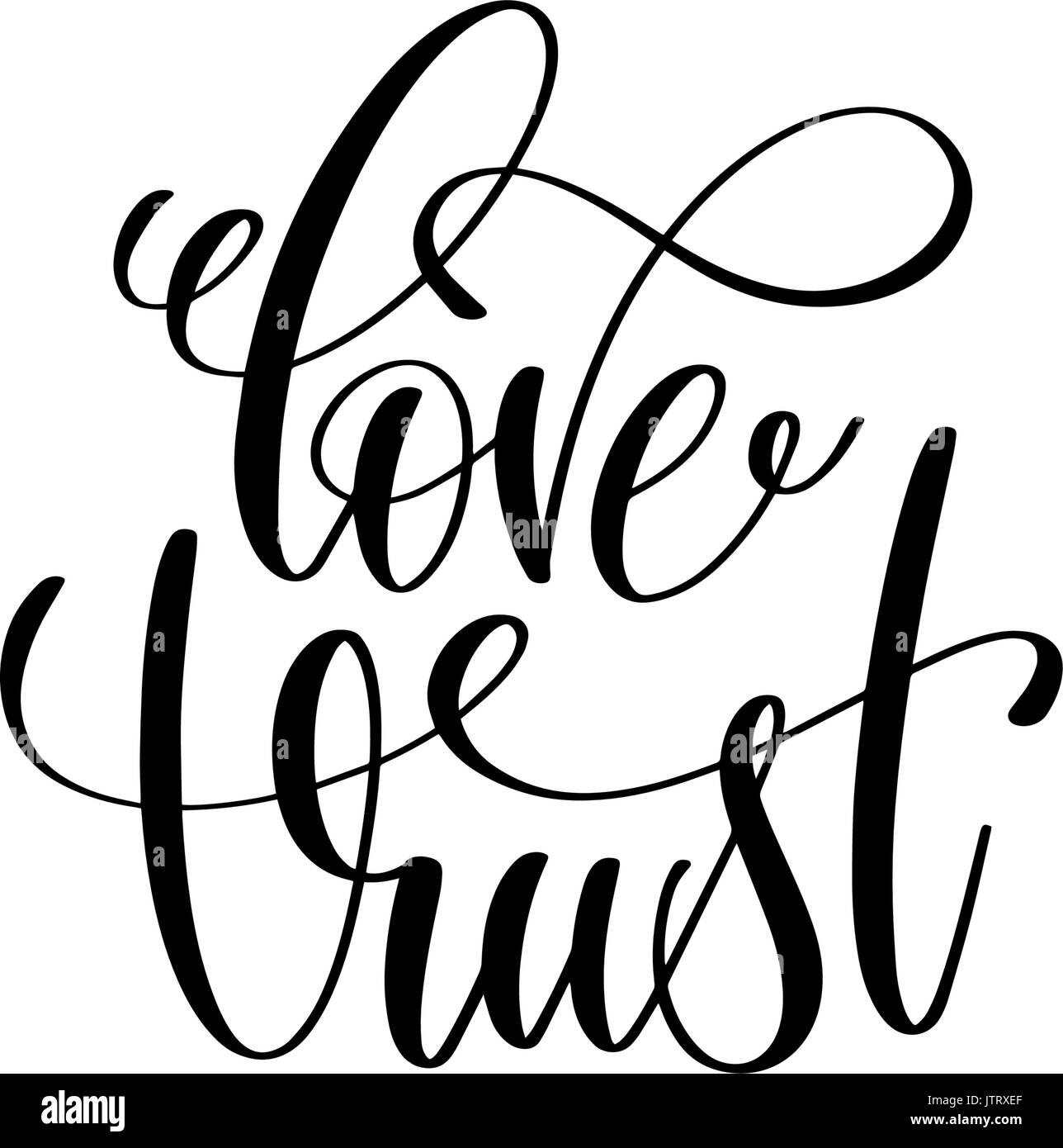 love trust black and white hand lettering script Stock Vector Image ...