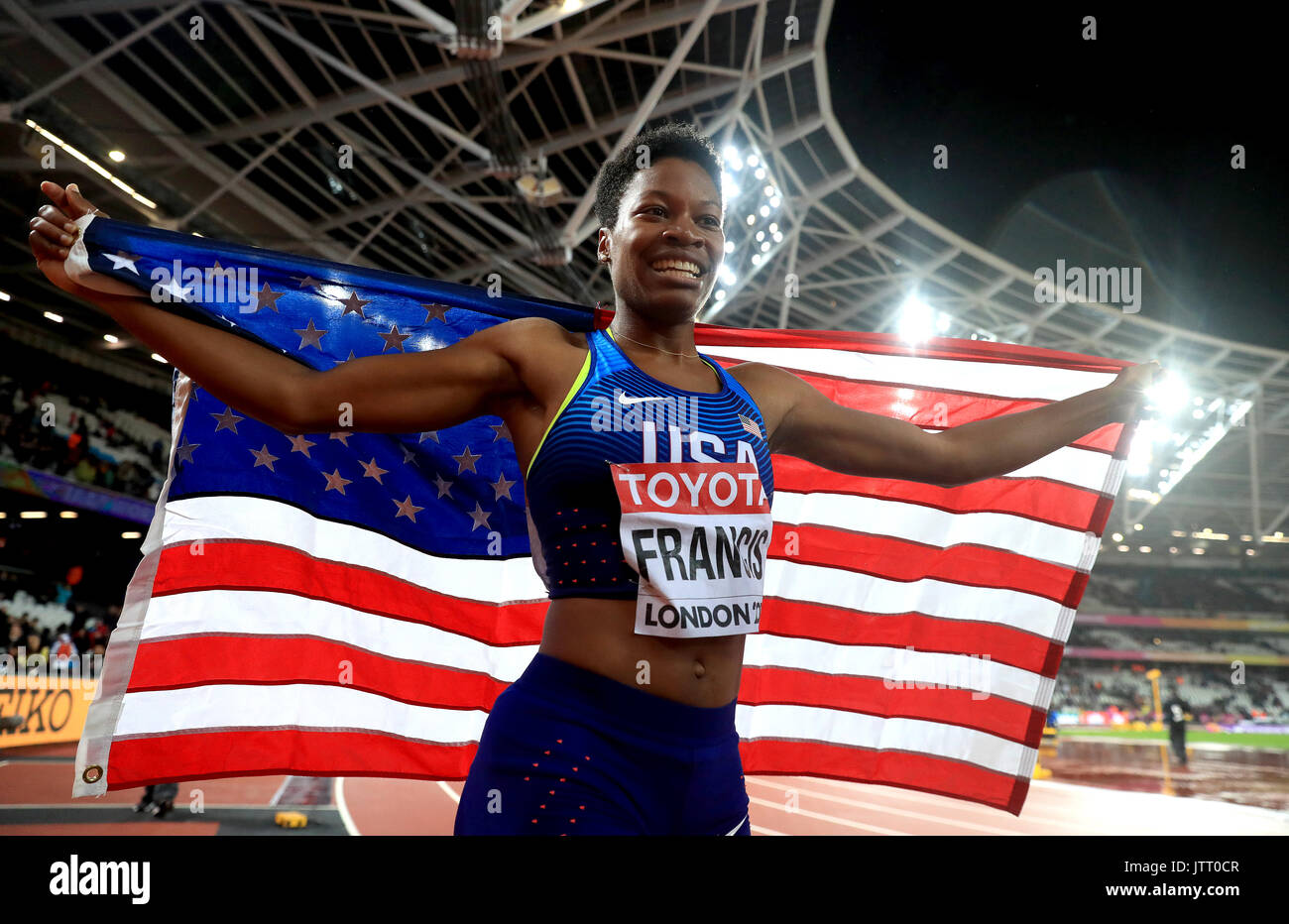 USA's Phyllis Francis celebrates winning the Women's 400m Final during ...