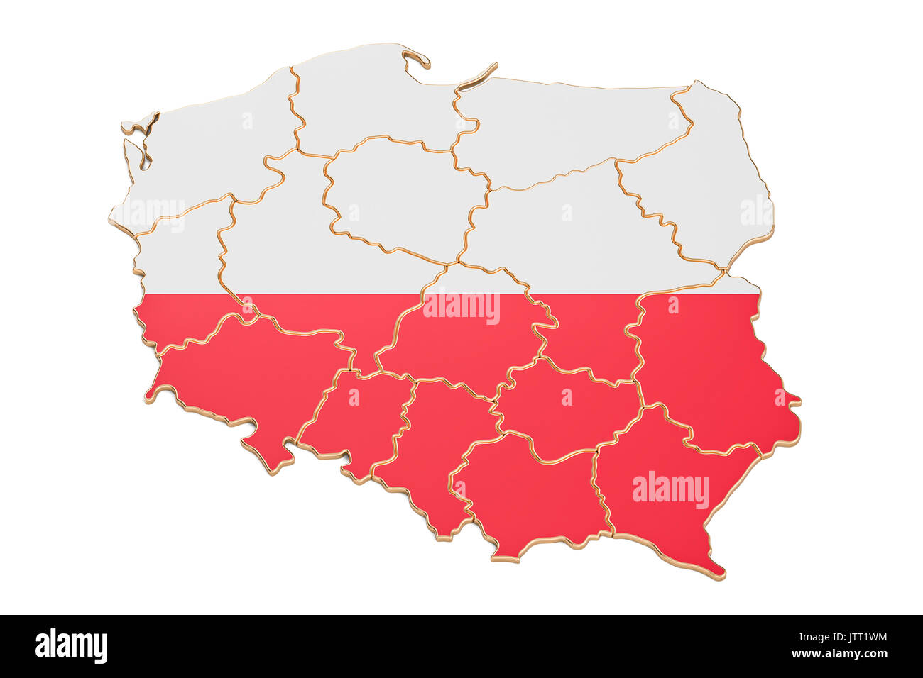 Polish map closeup, 3D rendering isolated on white background Stock ...