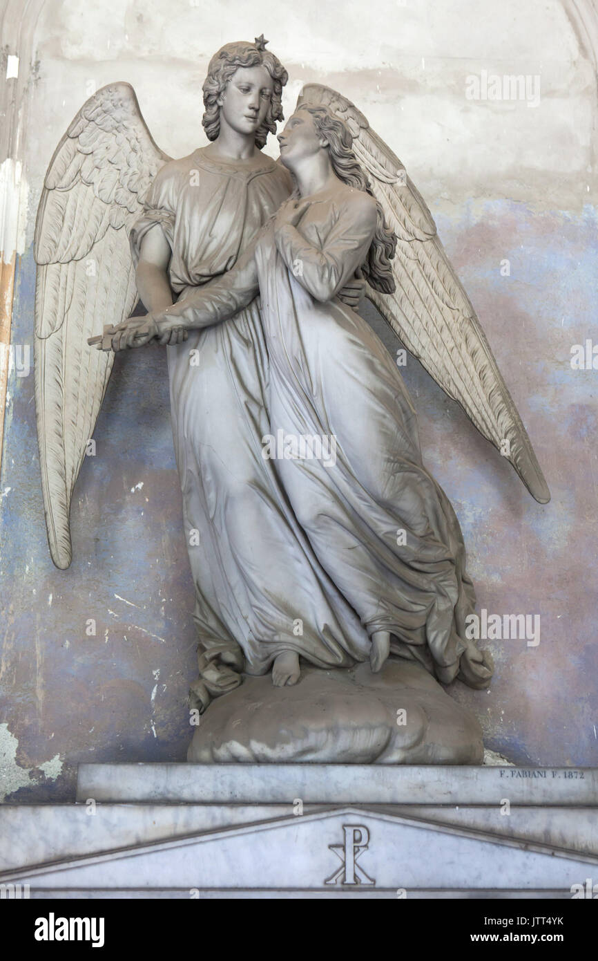 Ascending soul following the angel depicted on the marble funeral ...