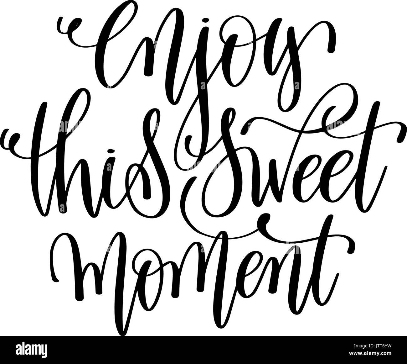 enjoy this sweet moment hand lettering romantic quote Stock Vector ...