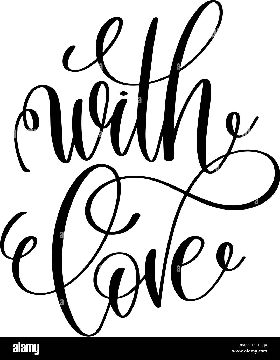 with love black and white hand lettering inscription Stock Vector Image ...