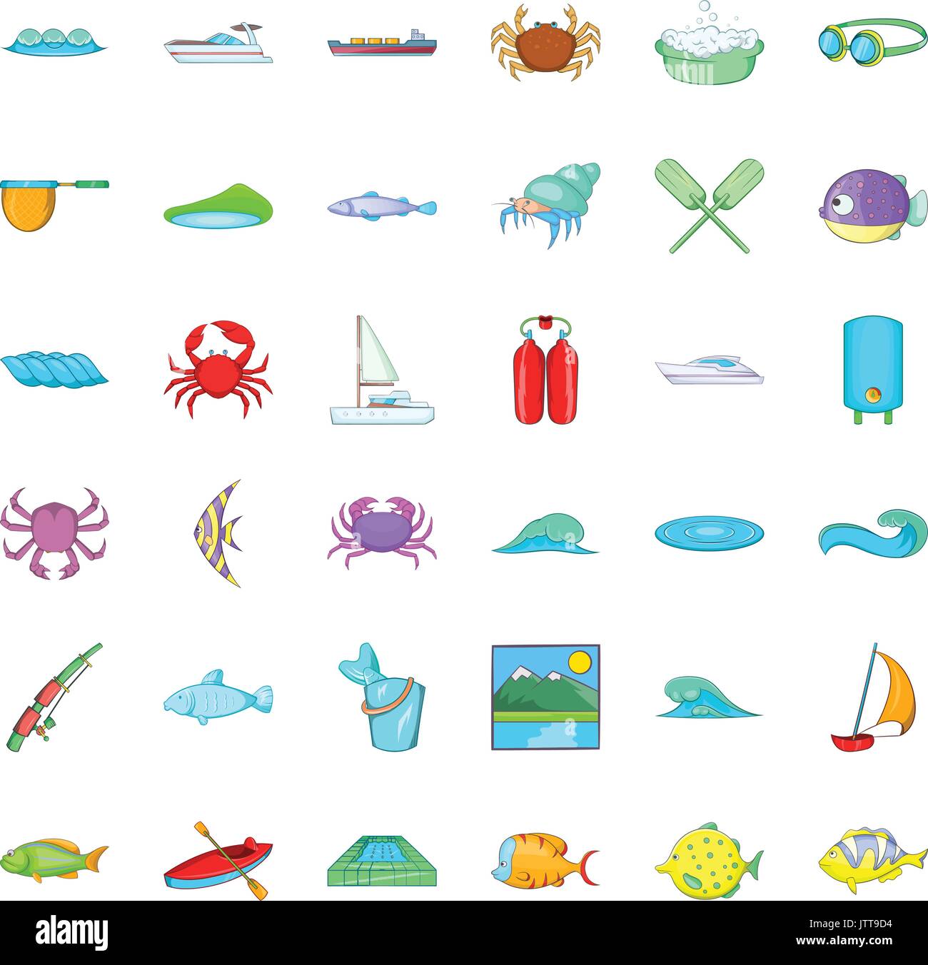 Water fish icons set, cartoon style Stock Vector Image & Art - Alamy