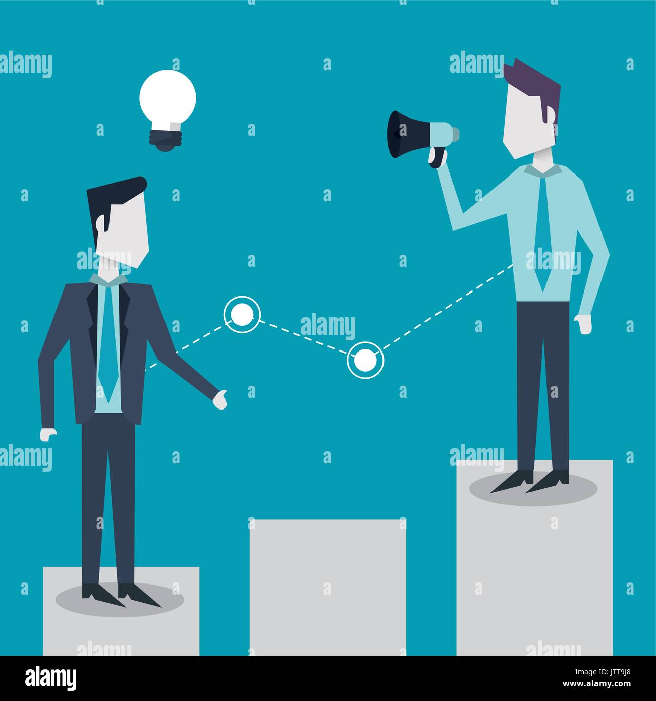 colorful background of business men on the economic status bar with ...