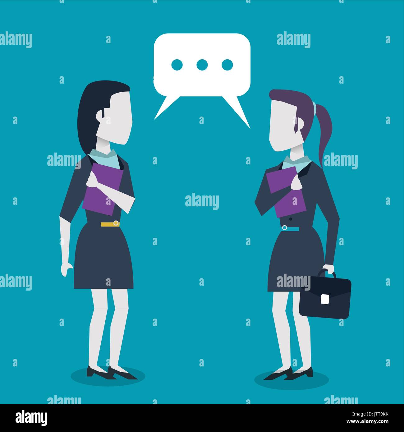 colorful background with dialogue between business women Stock Vector ...