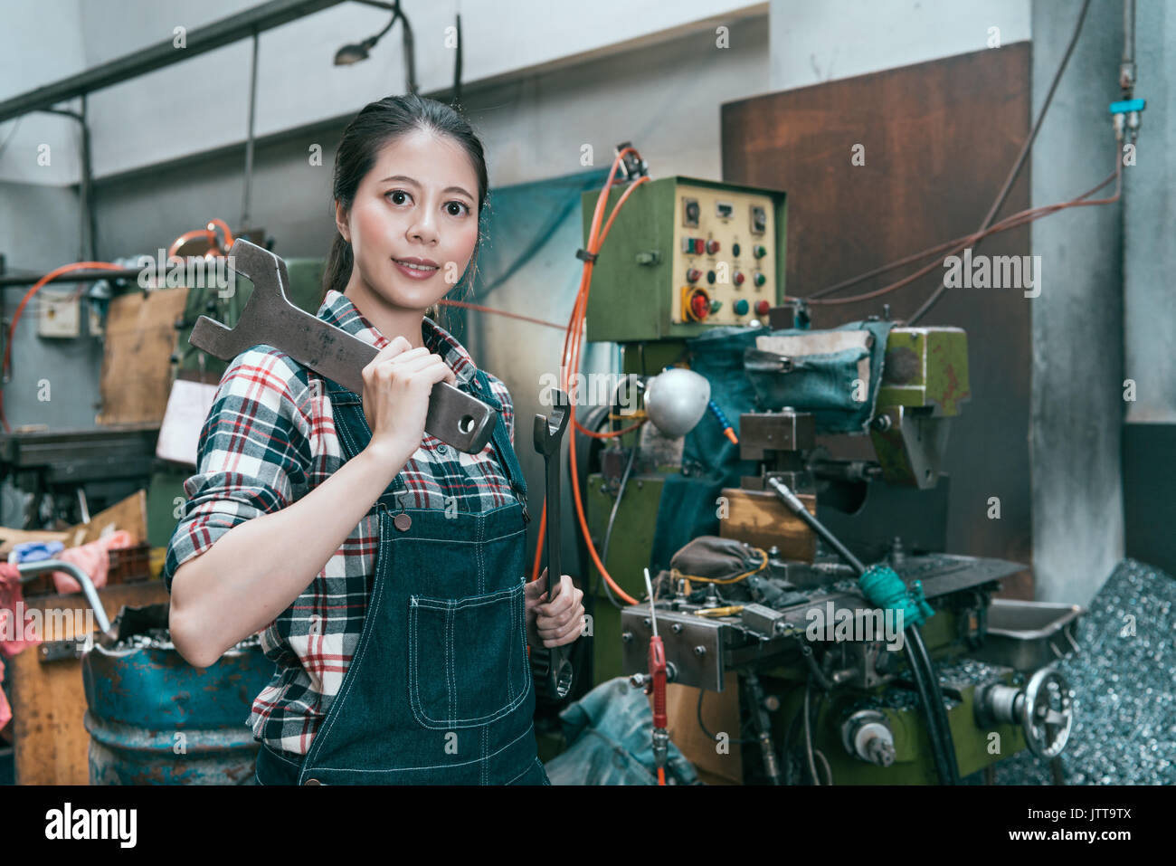 Woman using wrench maintenance hi-res stock photography and images - Alamy