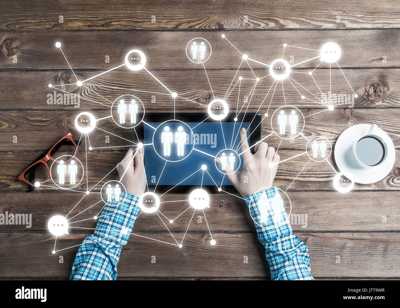 Concept of social communication and networking with social connection ...