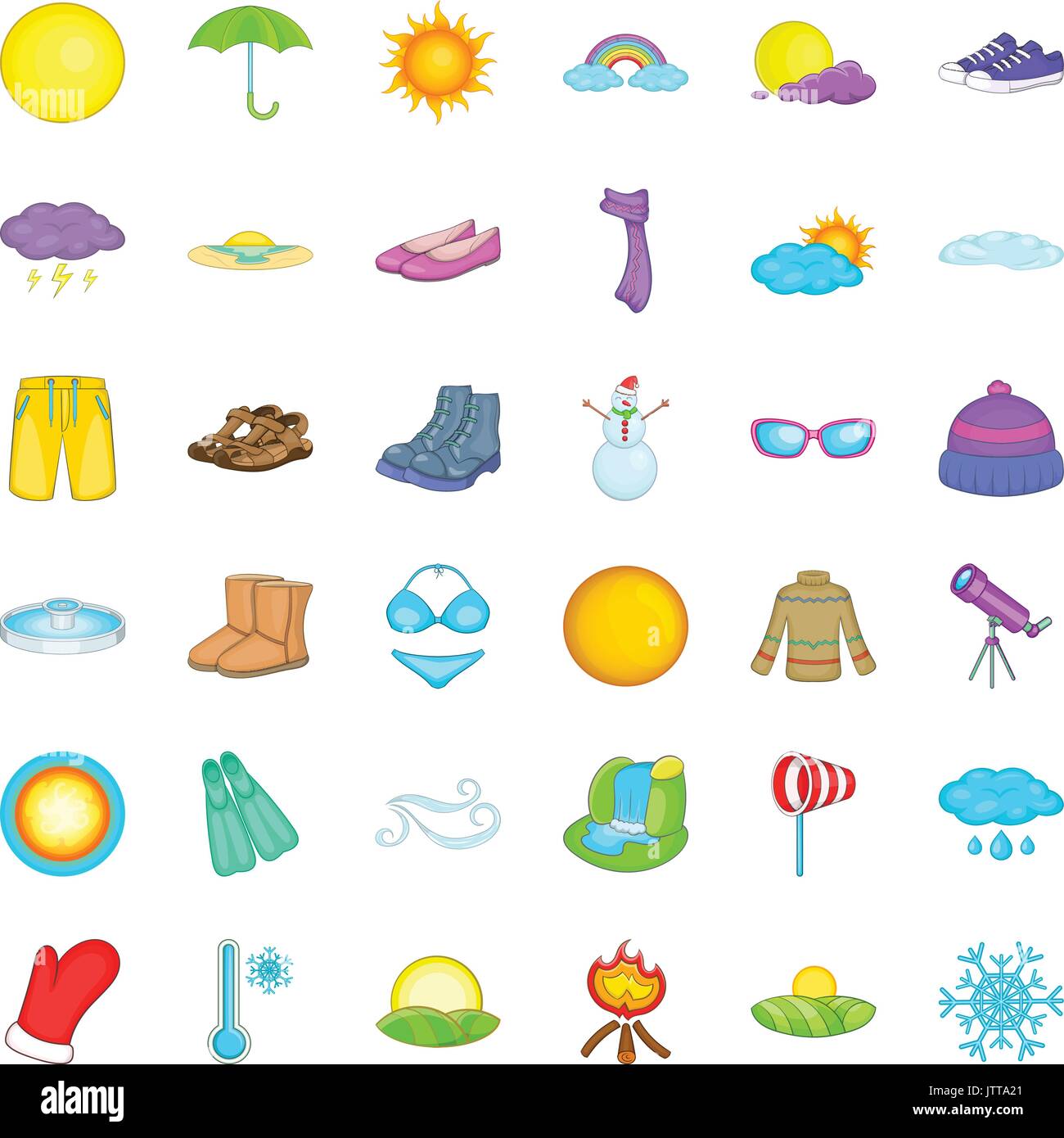 Summer weather icons set, cartoon style Stock Vector Image & Art - Alamy