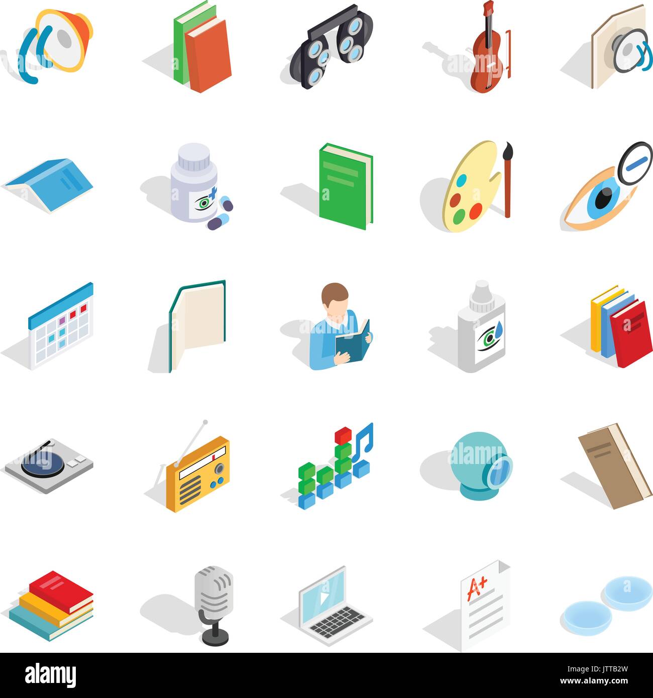 Reading icons set, isometric style Stock Vector Image & Art - Alamy