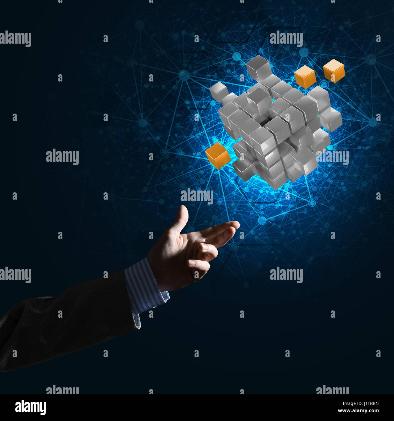 Idea of new technologies and integration presented by cube figure Stock ...