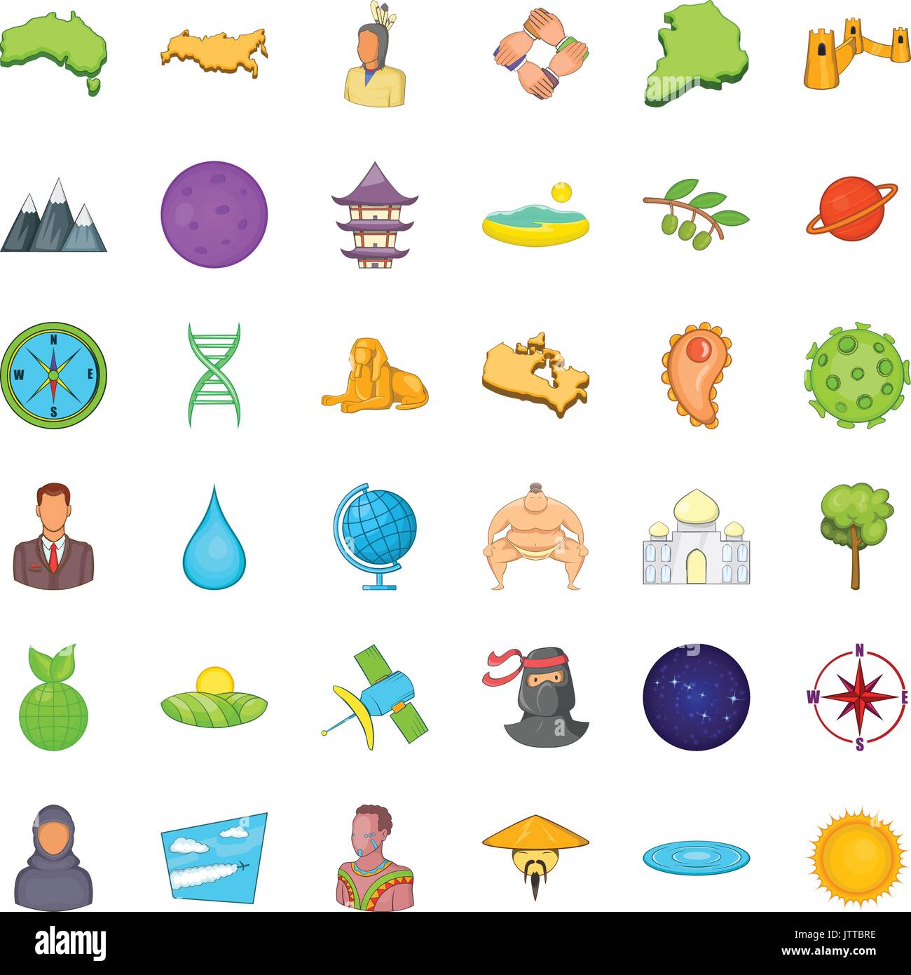 Different world icons set, cartoon style Stock Vector Image & Art - Alamy