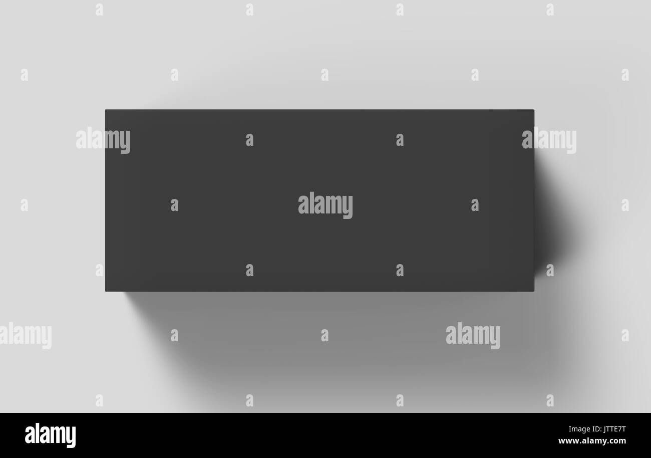 Flat black box mockup, blank box template isolated on grey in 3d ...
