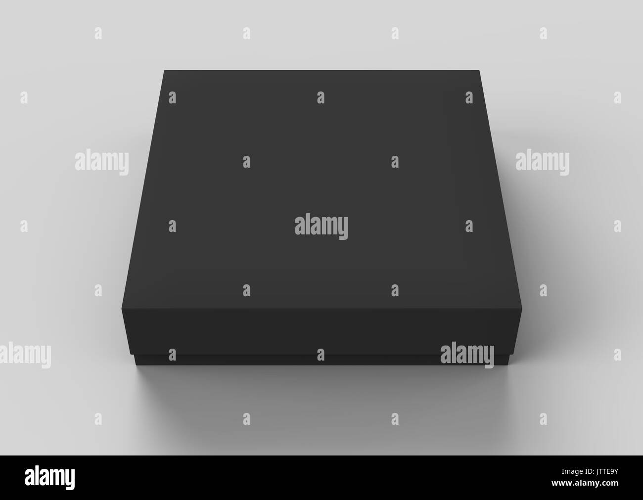 Flat black box mockup, blank box template isolated on grey in 3d ...
