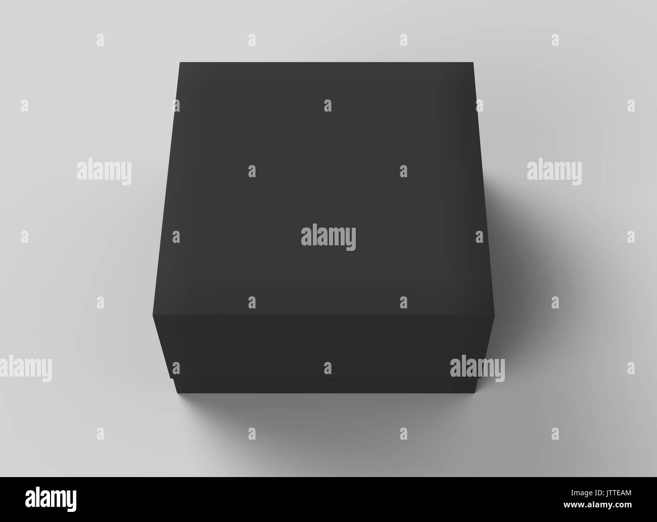 Flat black box mockup, blank box template isolated on grey in 3d ...