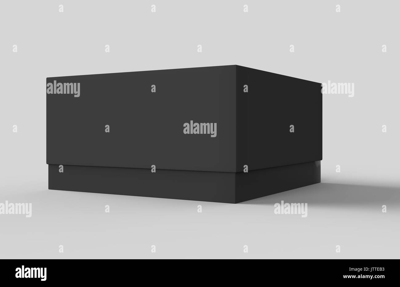 Flat black box mockup, blank box template isolated on grey in 3d ...