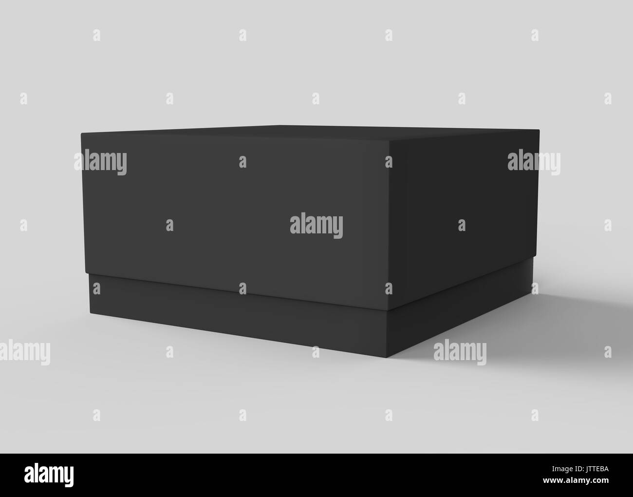 Flat black box mockup, blank box template isolated on grey in 3d ...
