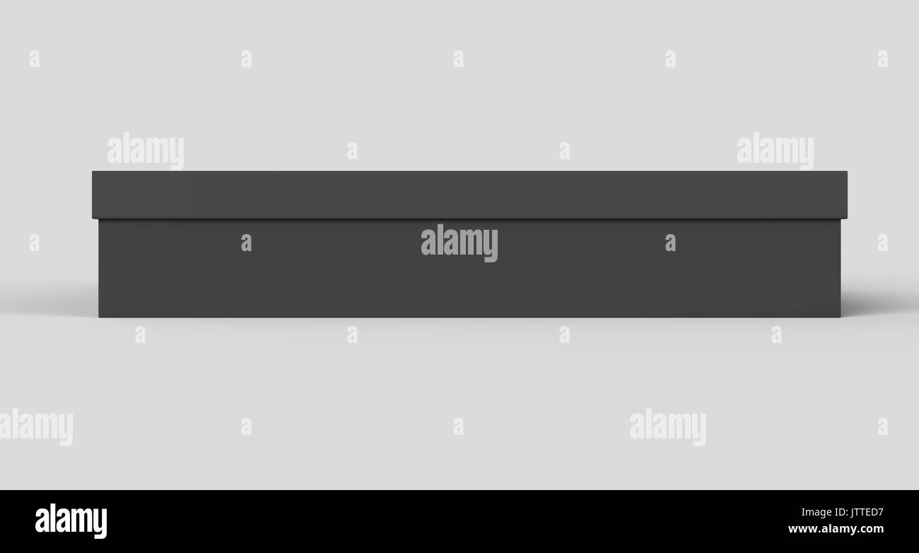 Flat black box mockup, blank box template isolated on grey in 3d ...