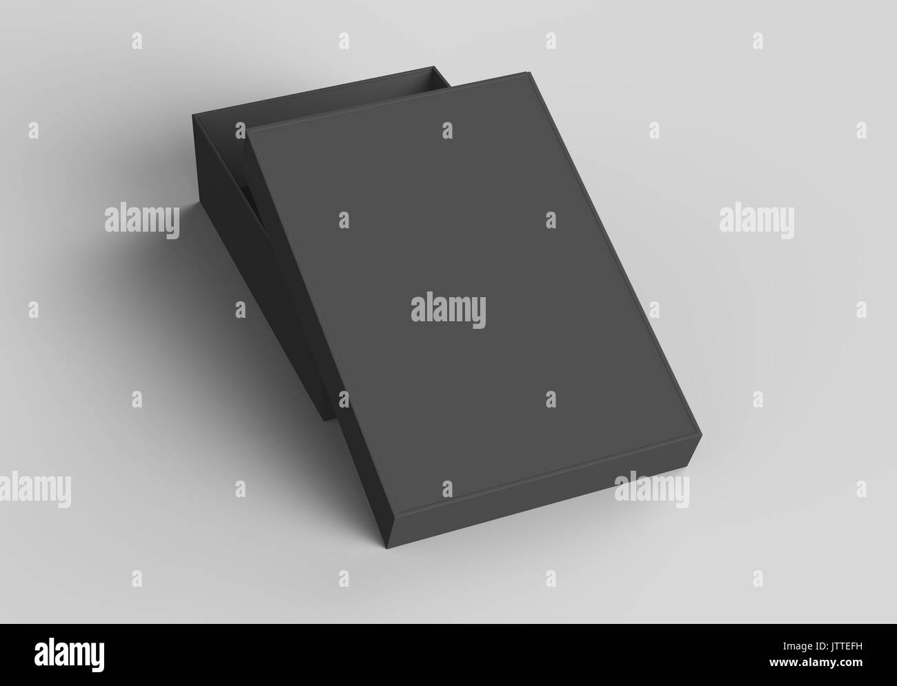 Flat black box mockup, blank box template isolated on grey in 3d ...