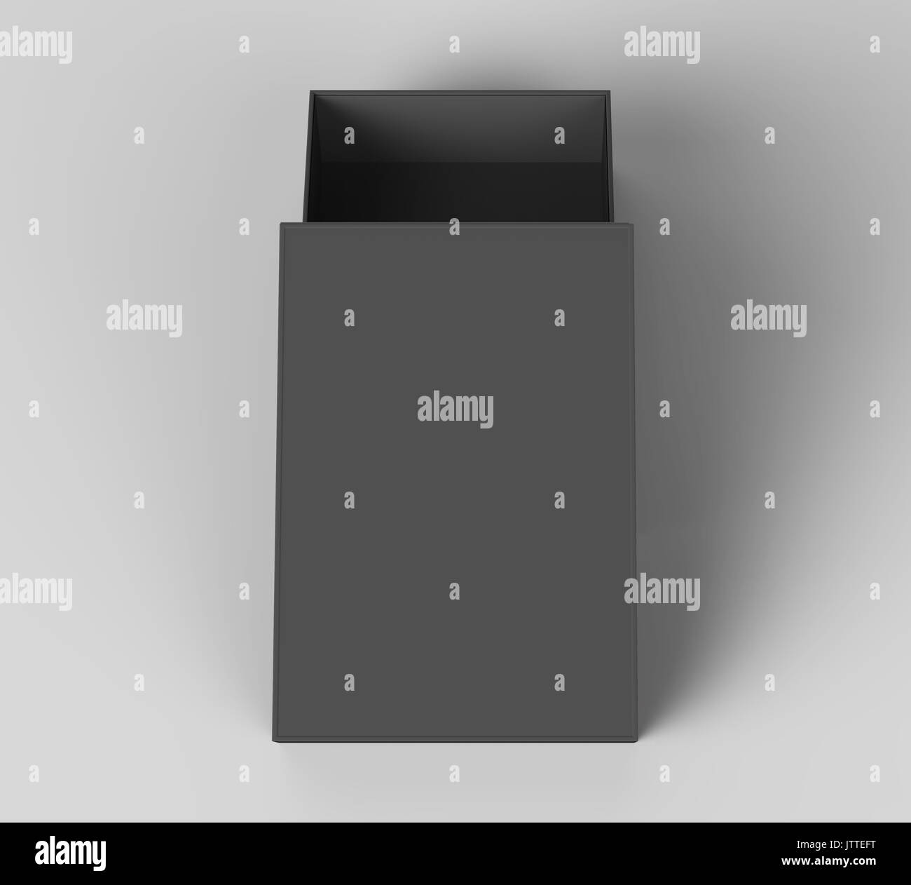 Flat black box mockup, blank box template isolated on grey in 3d ...