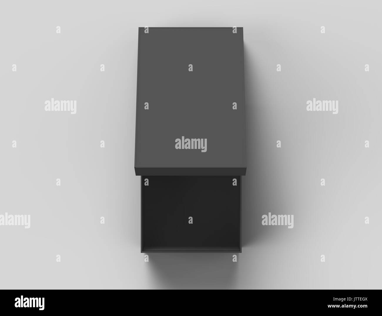 Flat black box mockup, blank box template isolated on grey in 3d ...