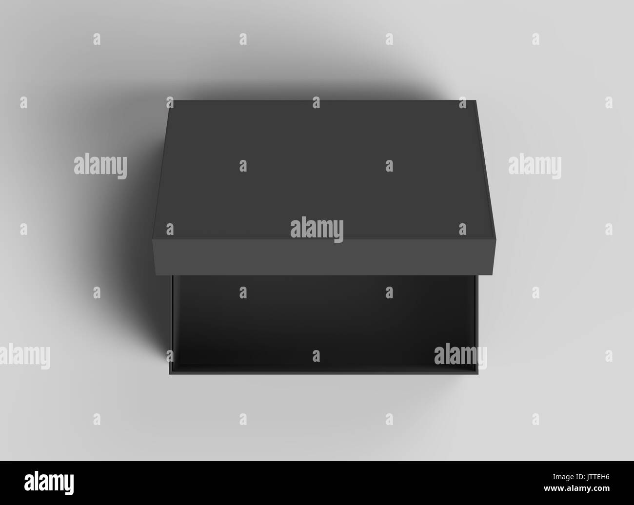 Flat black box mockup, blank box template isolated on grey in 3d ...