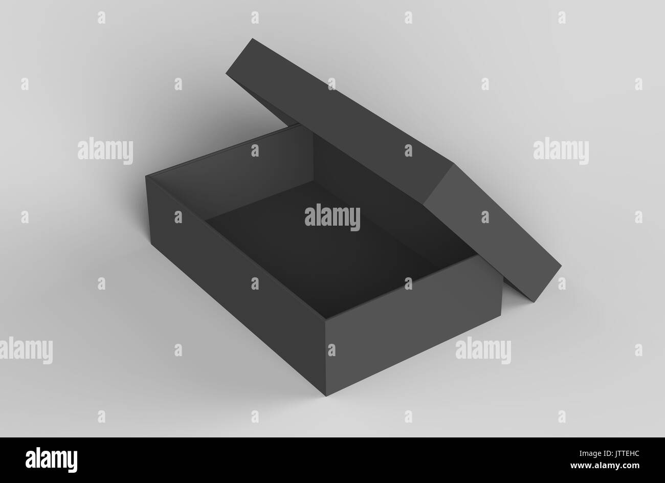 Flat black box mockup, blank box template isolated on grey in 3d ...