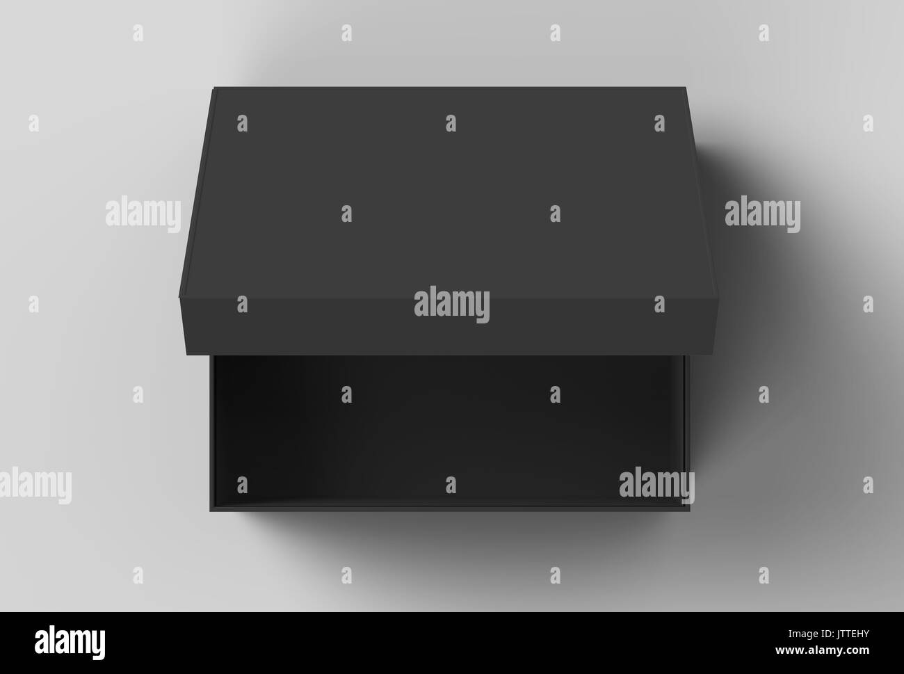 Flat black box mockup, blank box template isolated on grey in 3d ...