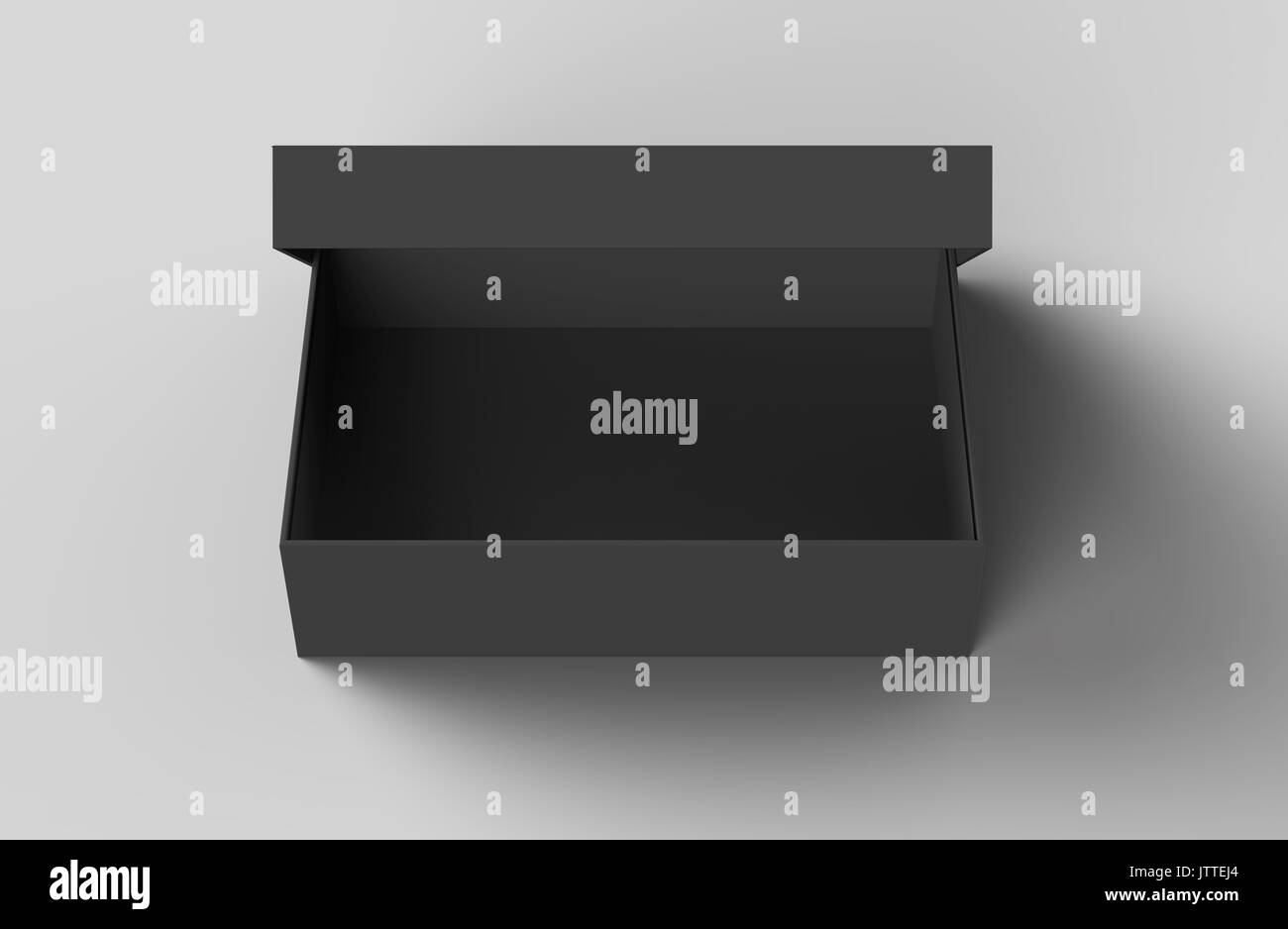 Flat black box mockup, blank box template isolated on grey in 3d ...