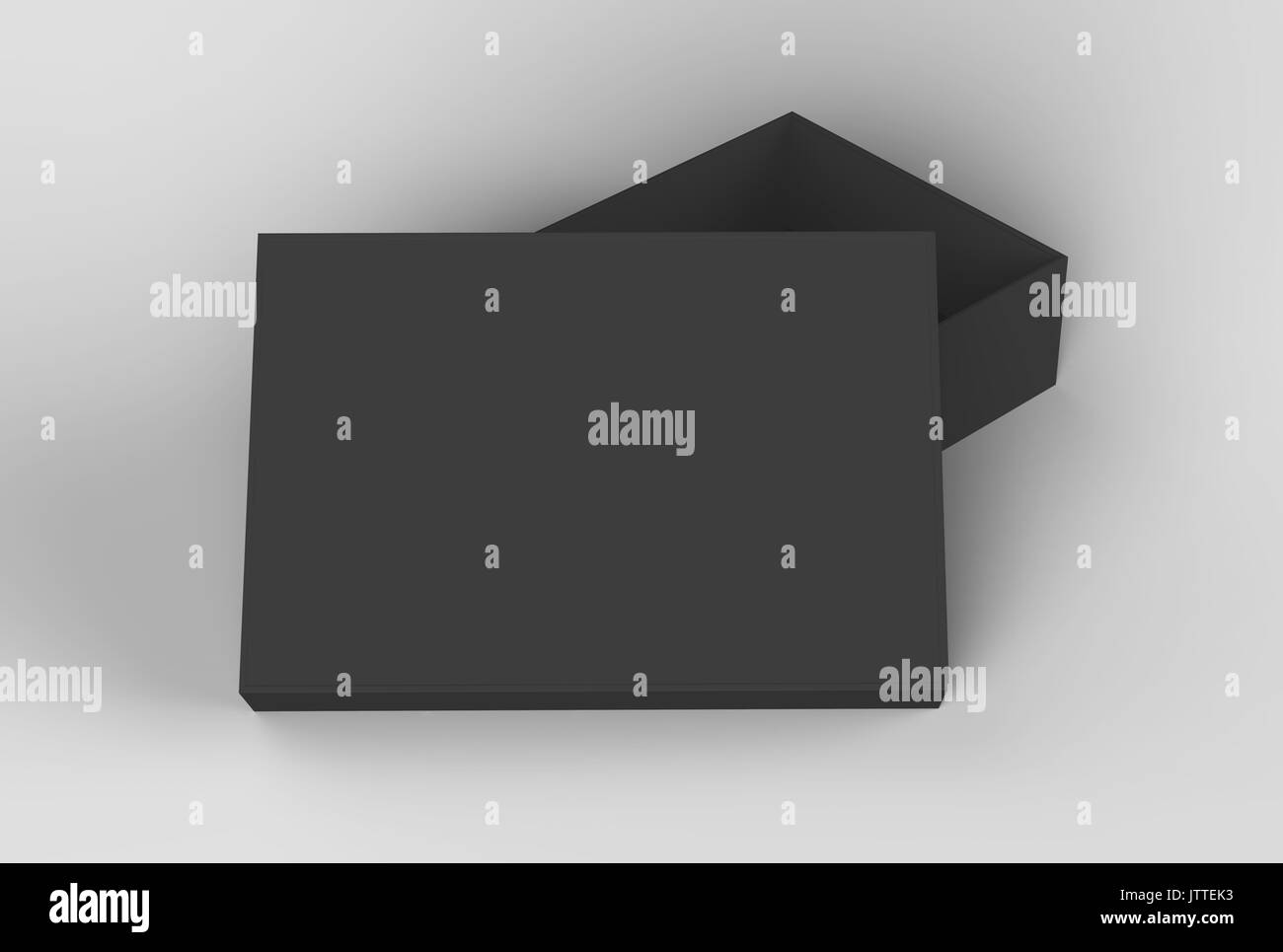 Flat black box mockup, blank box template isolated on grey in 3d ...
