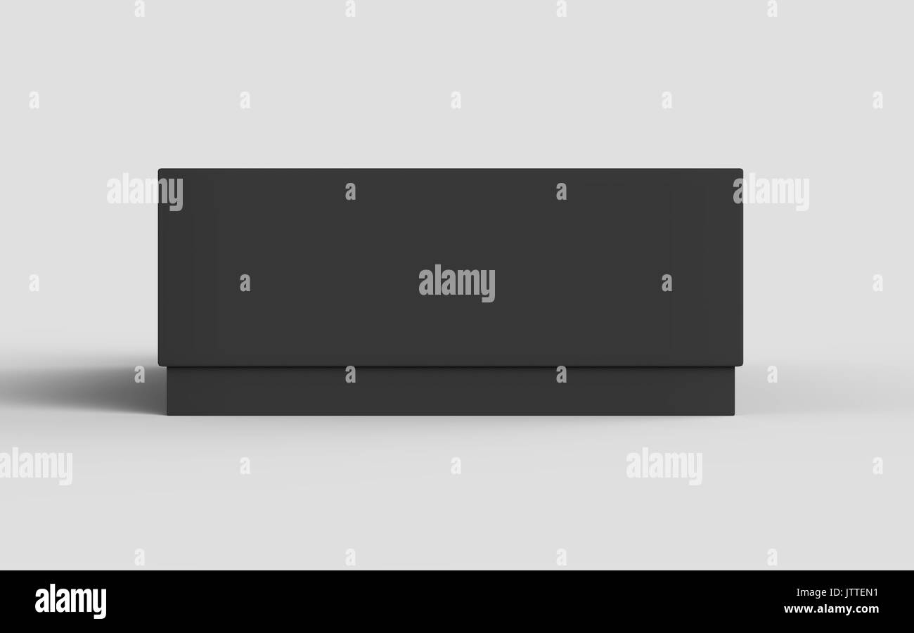 Flat black box mockup, blank box template isolated on grey in 3d ...