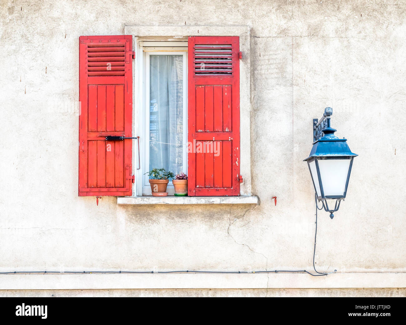 Wooden window in old classic European style building in France Stock ...