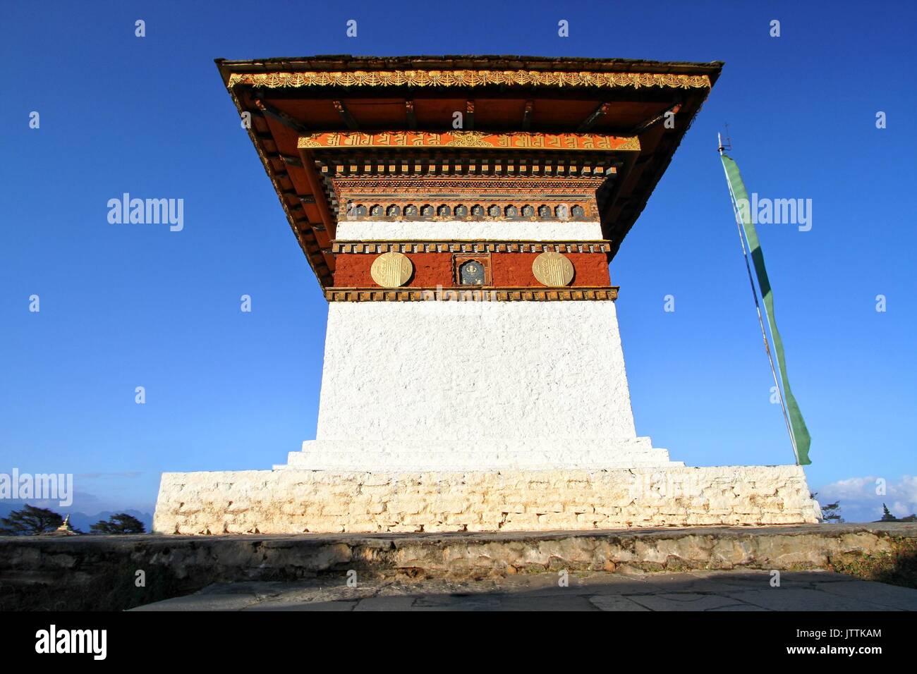 The top of 108 chortens (stupas) , the memorial in honour of the ...