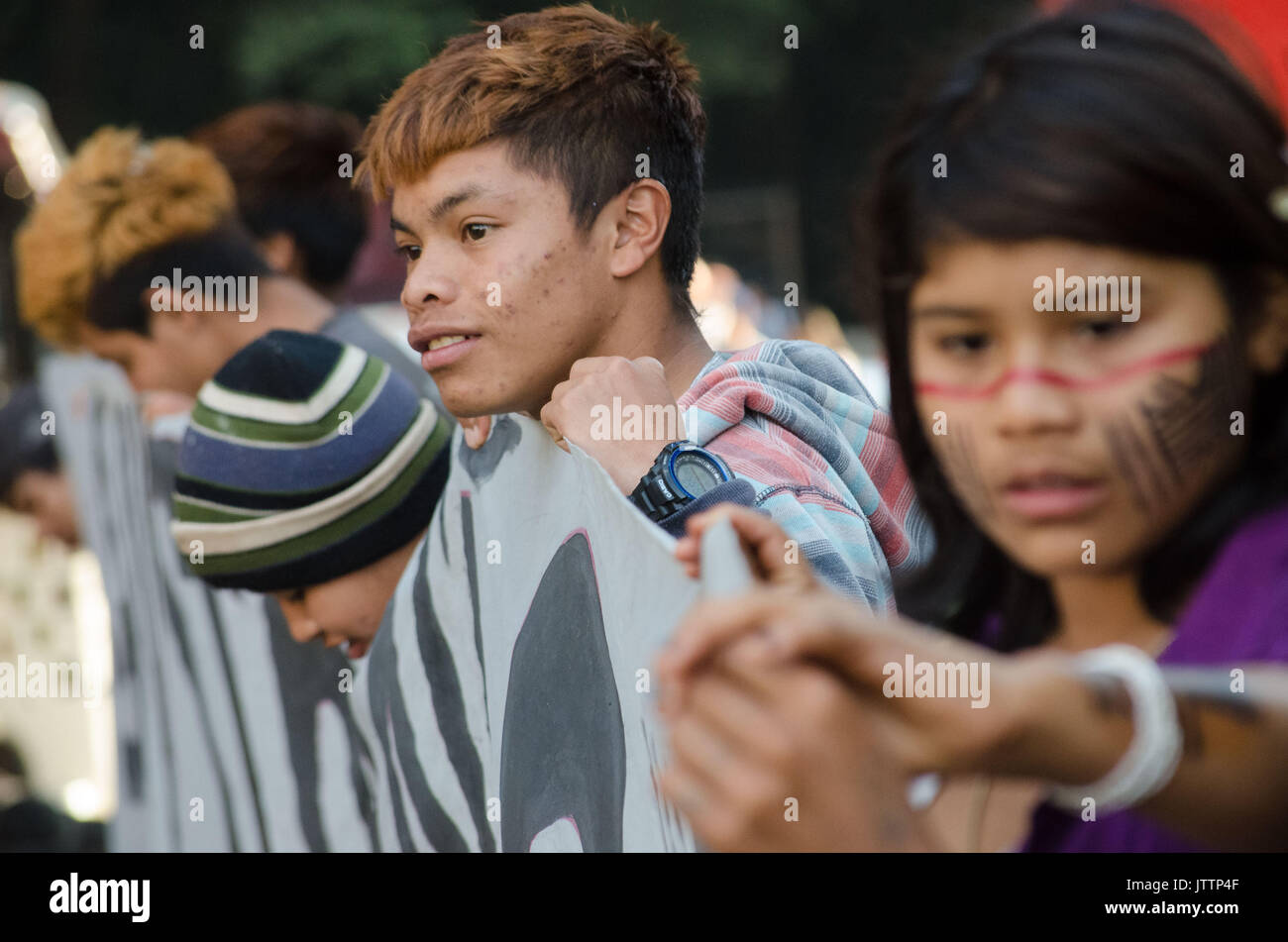 Sao Paulo, Brazil August 09, 2017: Indigenous national mobilization for ...