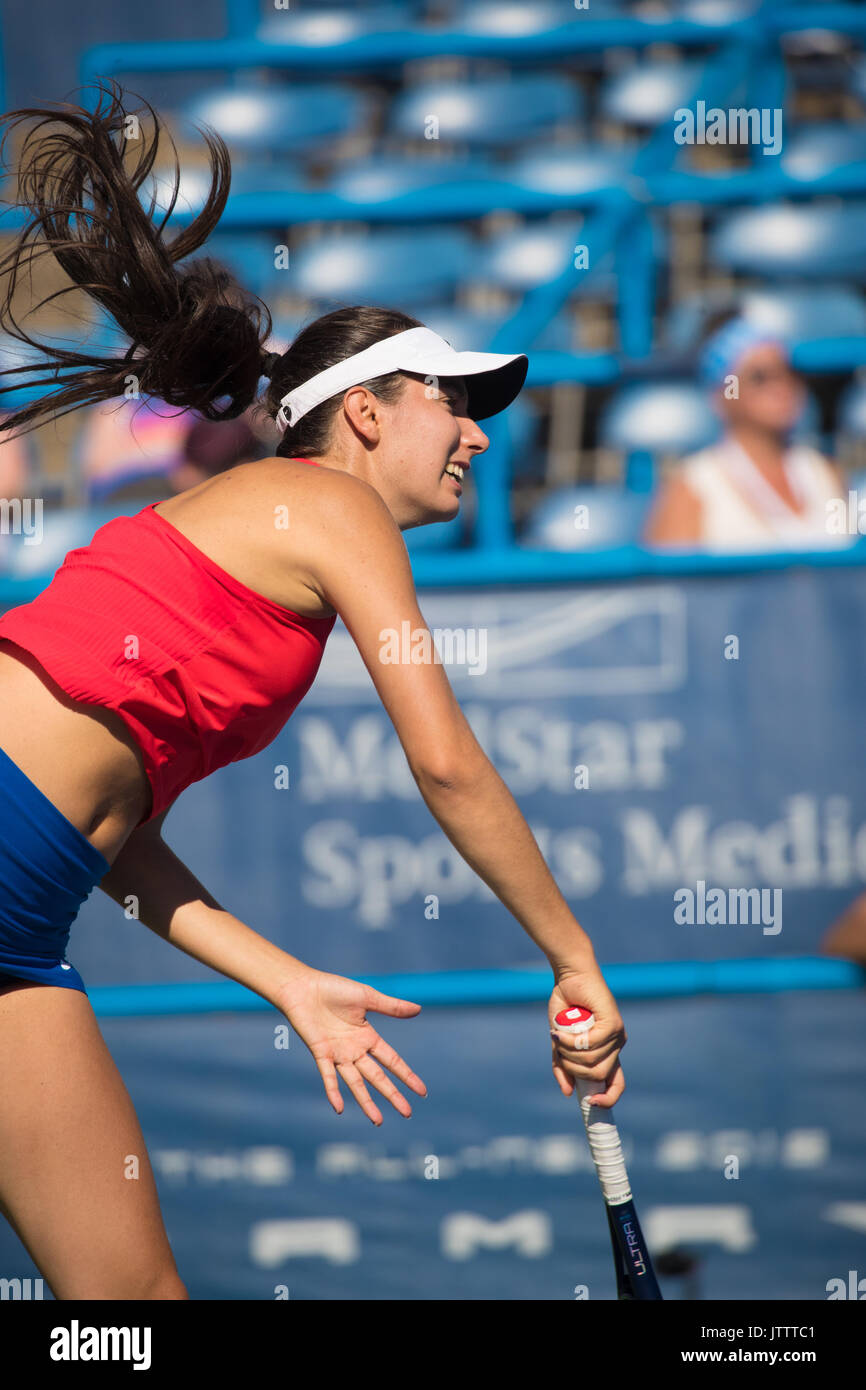 Oceane Dodin of France (in photo) was defeated by Ekaterina Makarova of ...