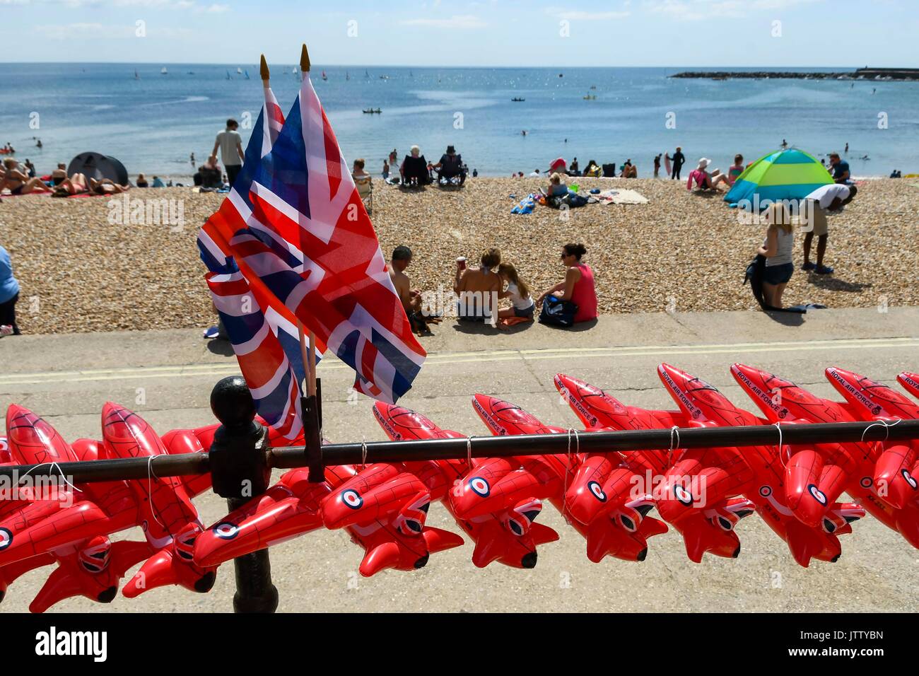 Lyme Regis, Dorset, UK. 10th August 2017. UK Weather. Inflatable Red ...
