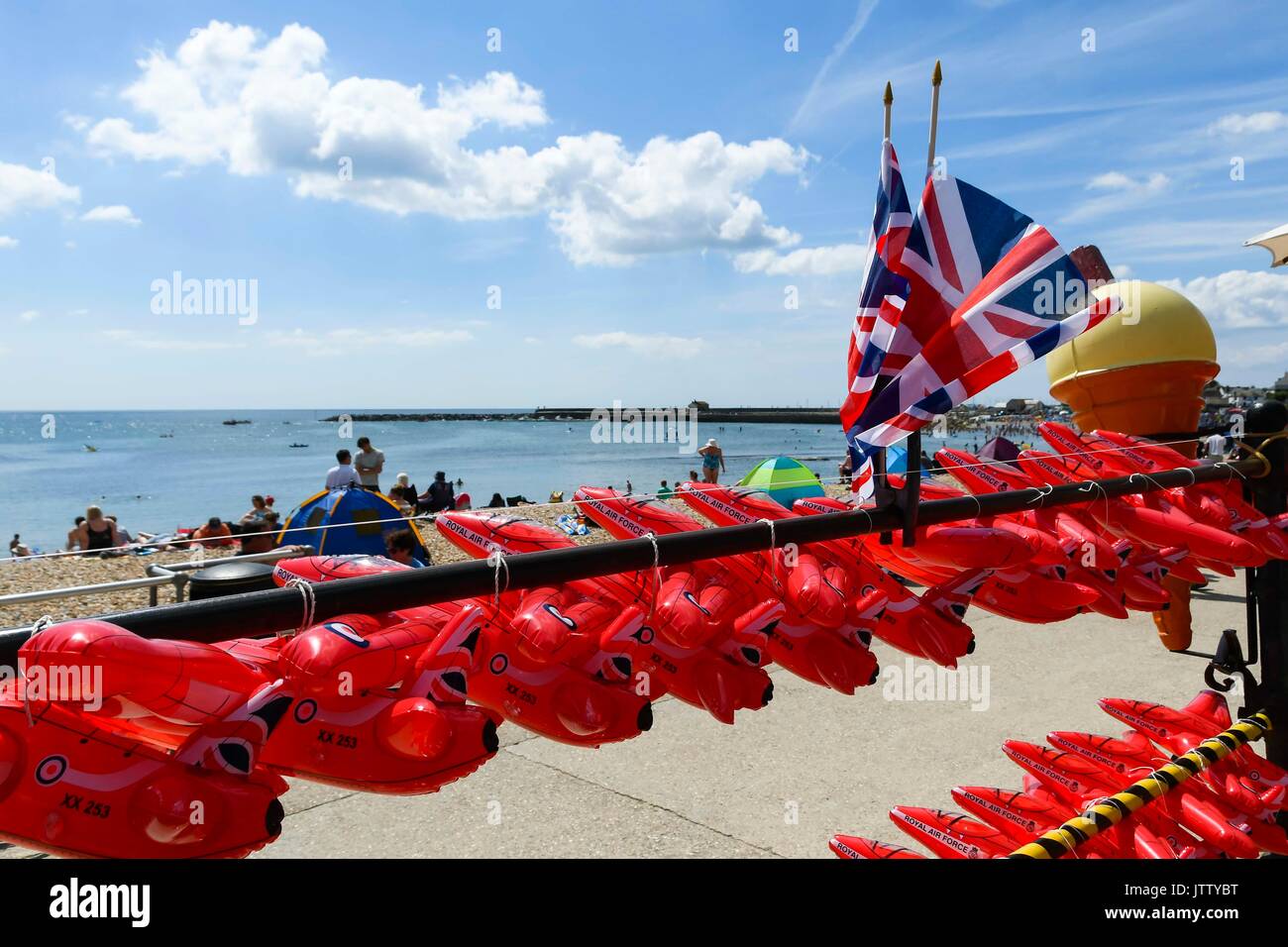 Lyme Regis, Dorset, UK. 10th August 2017. UK Weather. Inflatable Red ...