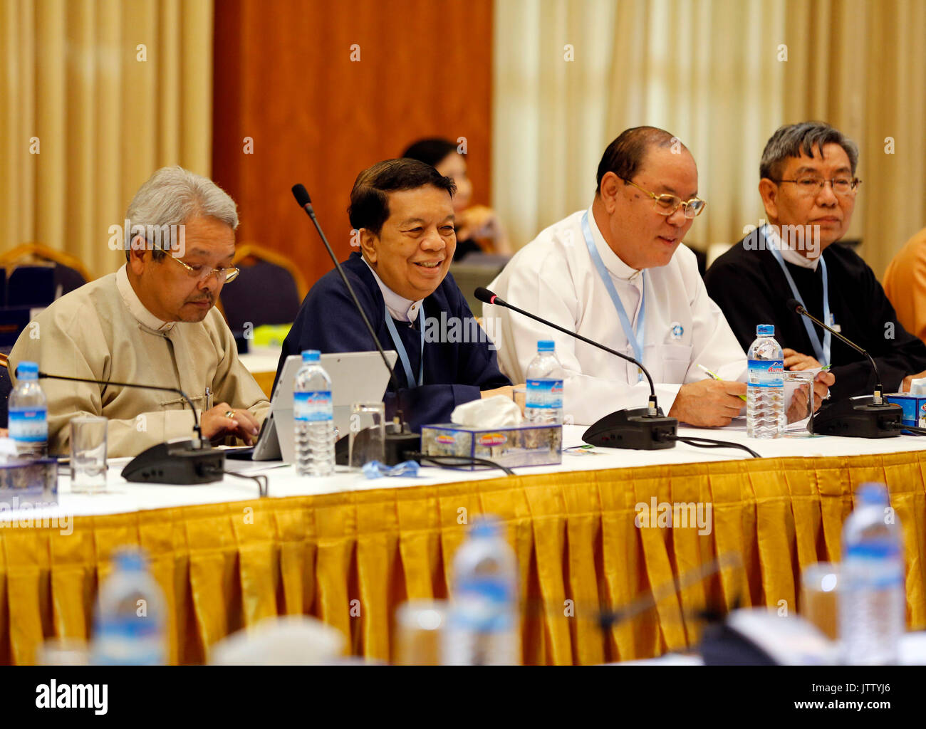 Yangon. 10th Aug, 2017. Chairman of the Peace Commission Tin Myo Win ...