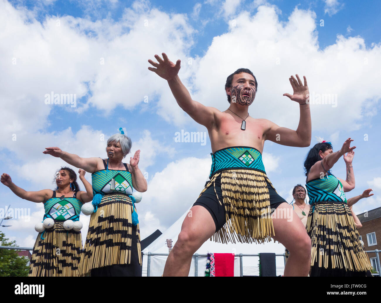 Maori dancers from New Zealand performing the Haka at Billingham ...